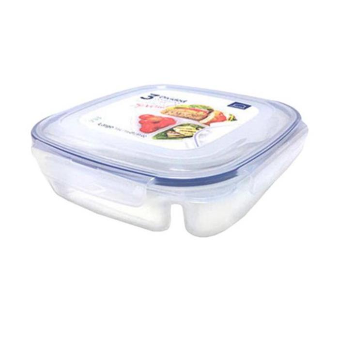 There is a lock n lock HPL970 Salad Lunch Box large 3 divided container ...
