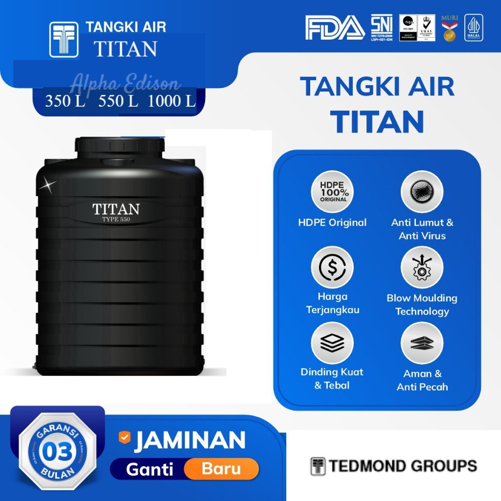 L KOE Titan Water Tank 350 Liter - 550 Liter - 1000 Liter Hdpe Water ...