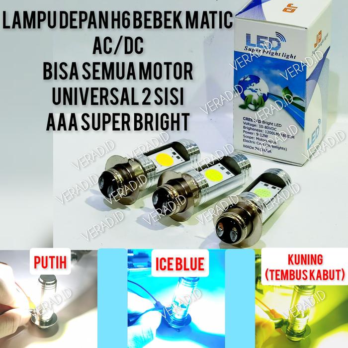 JTTOP" H6 FRONT MAIN MOTORCYCLE LED LIGHT AC DC MATIC 2 SIDES ALL ...
