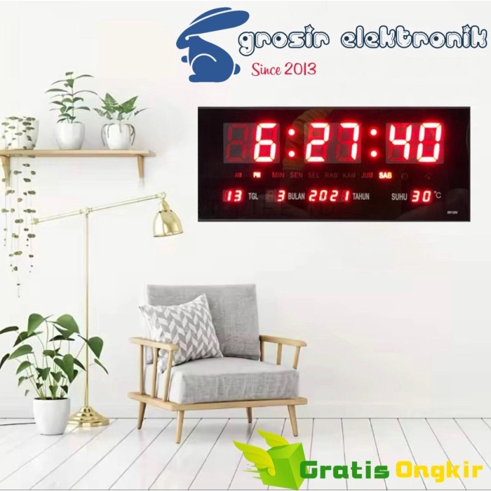 MERAH Dsm - Led Digital Wall Clock Led Table Clock 3615 Red | Shopee ...