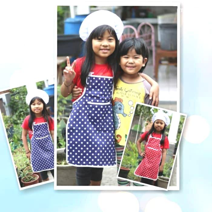 All-round Apron Set Polka Dot Children's Apron/ plus chef Hat | Shopee ...