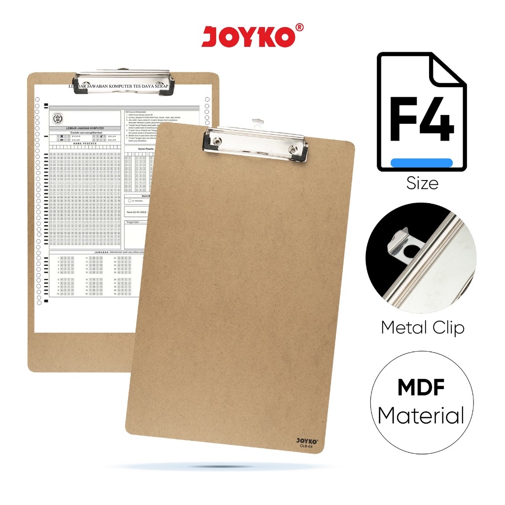JOYKO CLIPBOARD A4 F4 FOLIO / JOYKO CLB-64 WOODEN EXAMINATION BASE ROAD ...