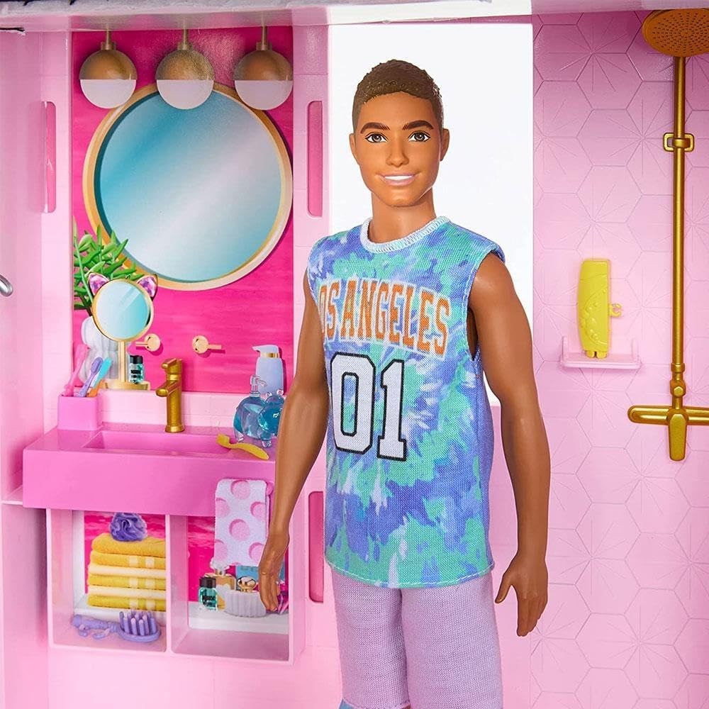 BARBIE DREAM HOUSE HMX10 3 LARGE SLIDING HOUSE LIGHT AND SOUND BARBIE ...