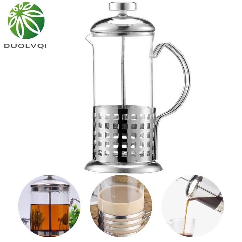 DUOLVQI French Press Manual Coffee Maker Pot Grid Pattern - KG72I ...