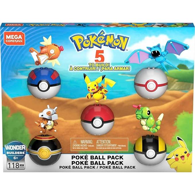 MEGA Pokemon Action Figure Building Toys Set for Kids Poke Ball Bundle ...
