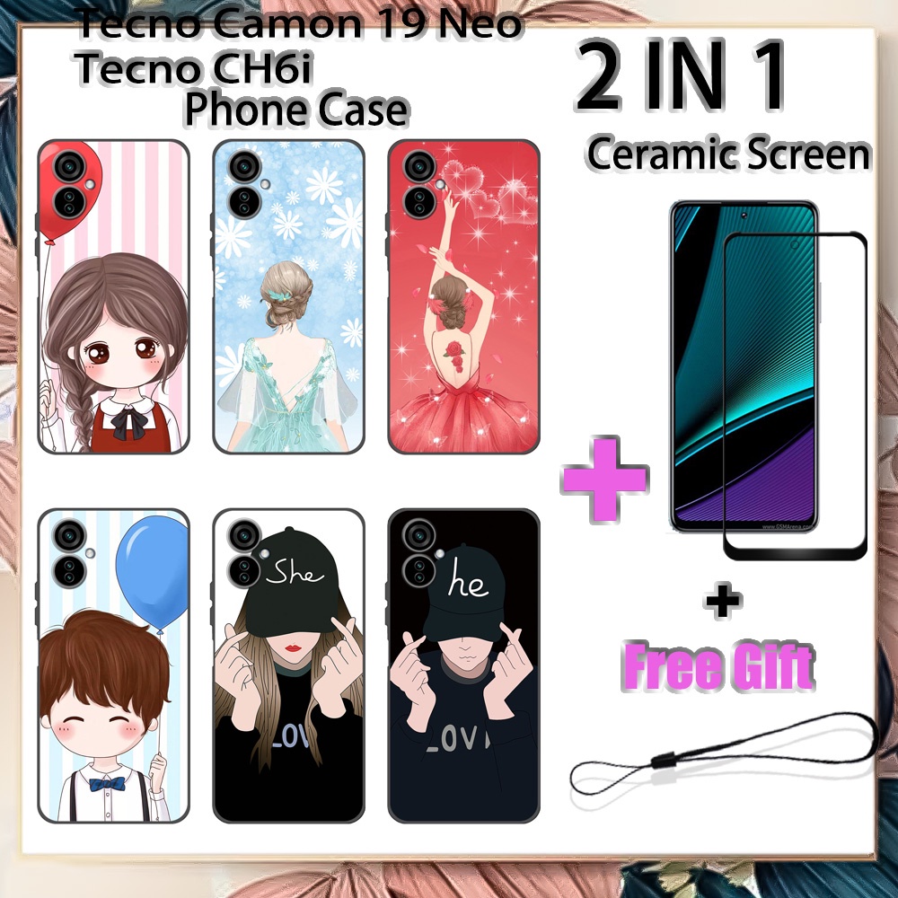 2 IN 1 Tecno Camon 19 Neo CH6i Phone Case with Tempered Glass Ceramic ...