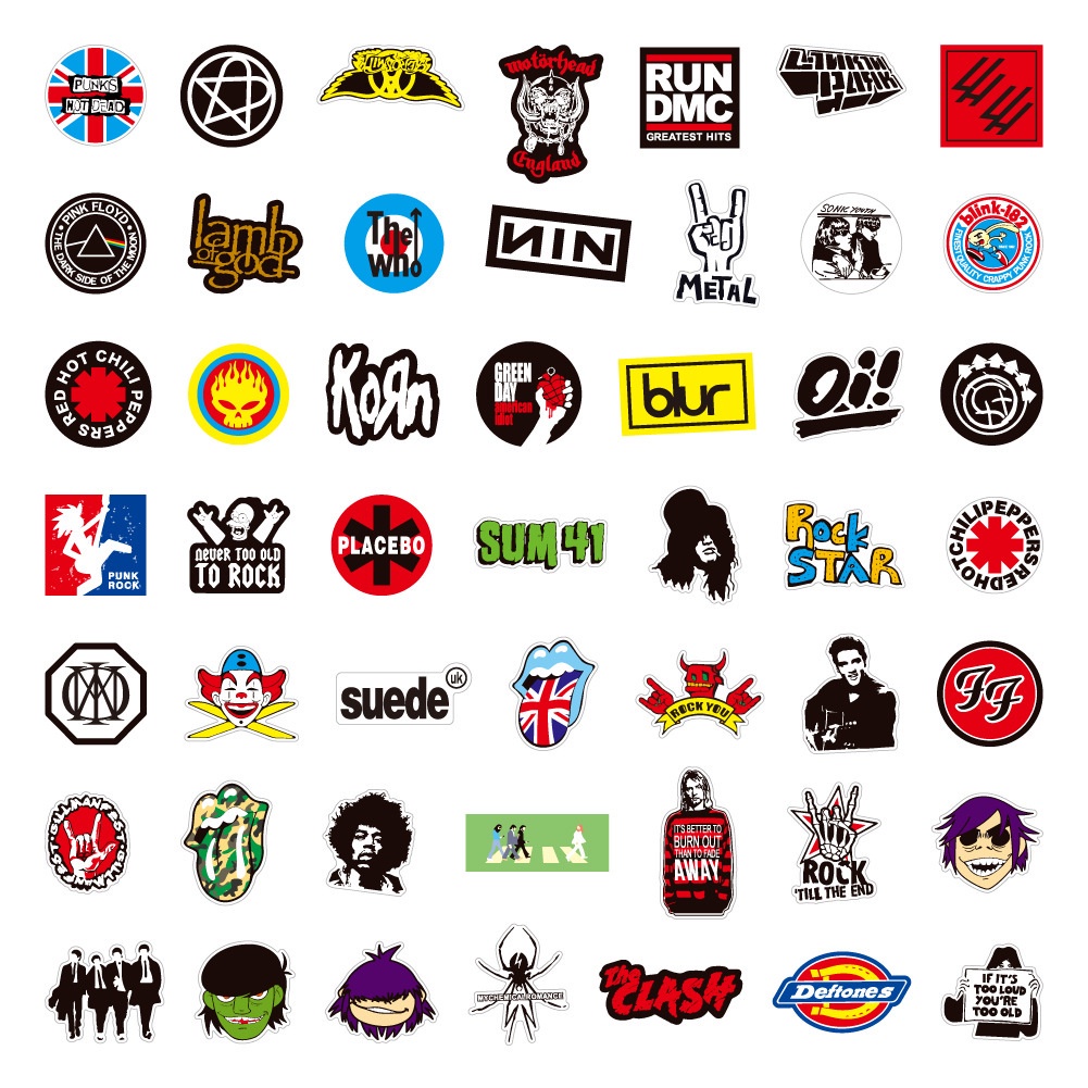 50PCS Punk Rock Band Stickers - Music Themed Decals for Laptop, Guitar ...