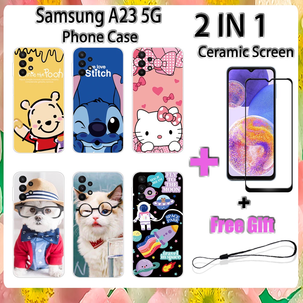 2 IN 1 Samsung A23 5G Phone Case with Tempered Glass Ceramic Protector ...