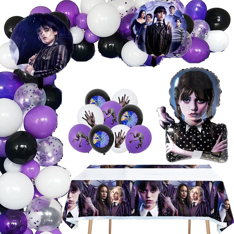 Wednesday Addams Birthday Theme Party Decoration Wednesday Balloon Arch ...