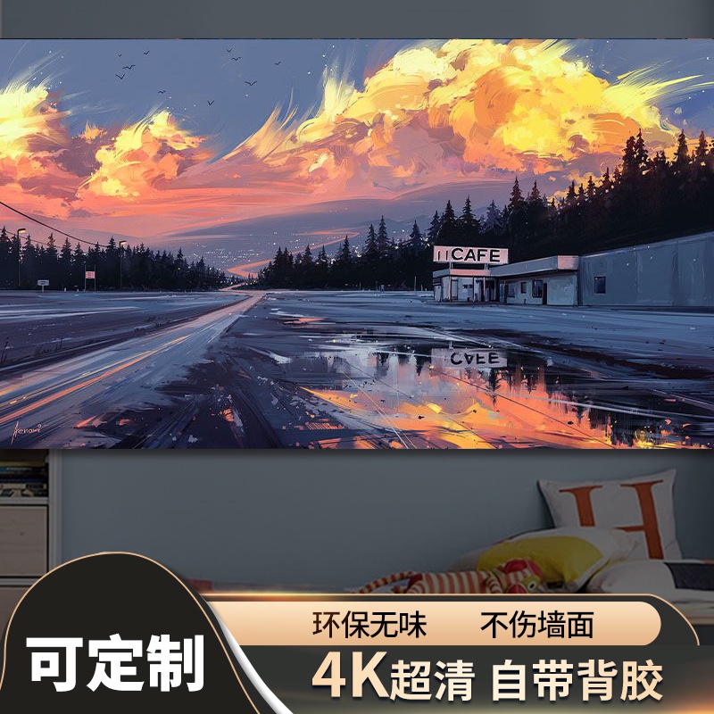 Tapestry Two-Dimensional Anime Landscape Poster Boys Girls Dormitory ...