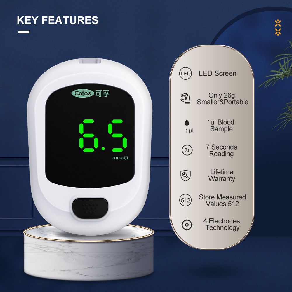 Cofoe Blood Glucose Monitoring Kit with 100pcs Blood Sugar Test Strips ...