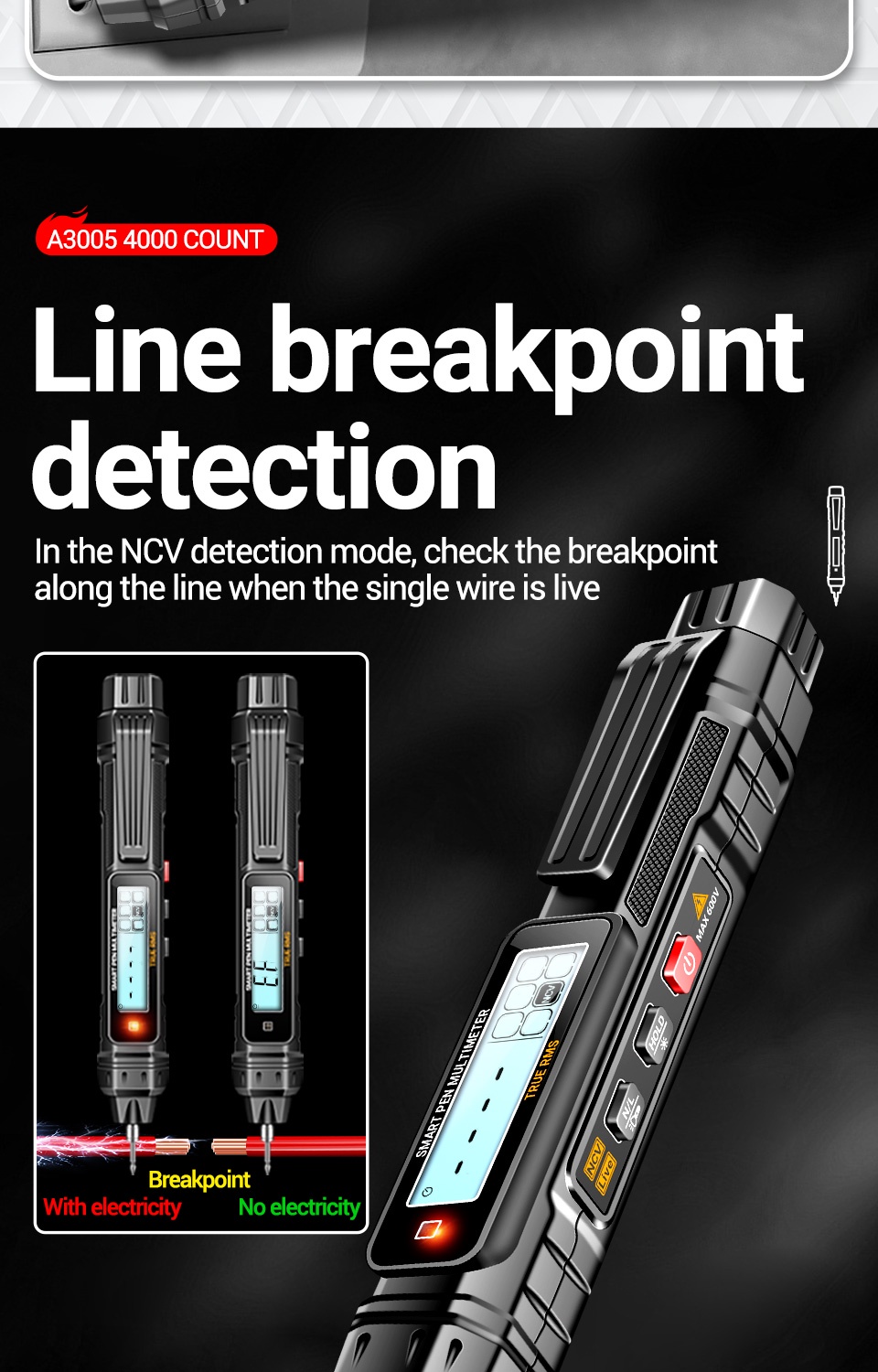 Aneng A3005 Digital Multimeter Pen Type 4000 Counts Profesional Meter ...