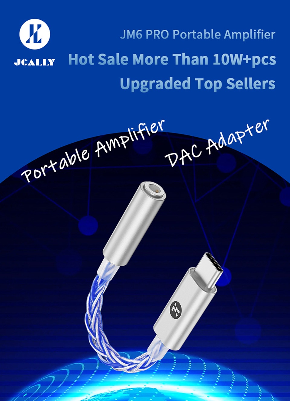 JCALLY JM6 Pro Type-C to 3.5mm Dual DAC CX31993 MAX97220 digital audio portable decoding amp ...