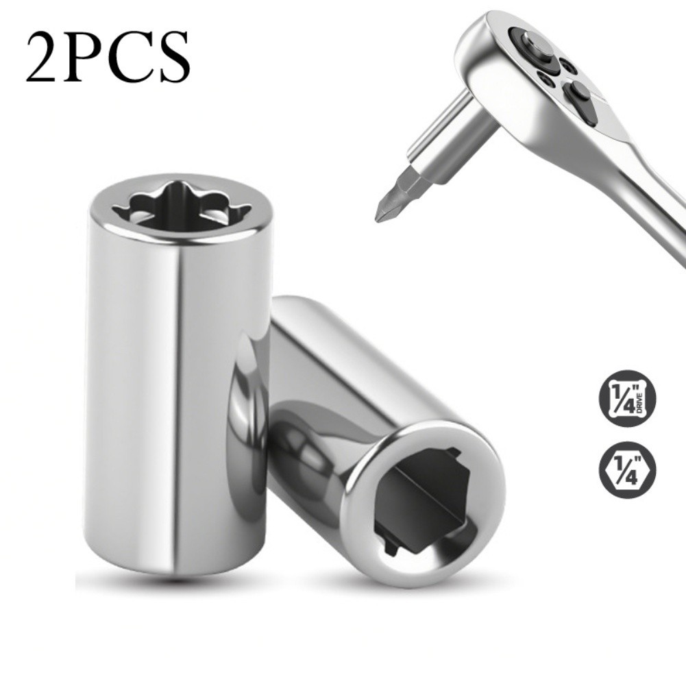 [Heaven] 2PCS 1/4in Square Drive To 1/4 Hex Socket Bits Converter ...