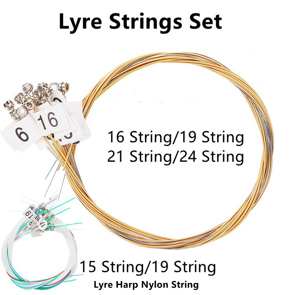 【SPML】 15/16/19/21/24Strings Lyre Brass Strings Set Lyre Harp Nylon ...