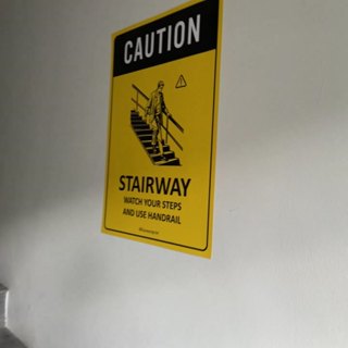 Caution Stairway Watch Your Steps And Use Handrail. Premium Sticker ...