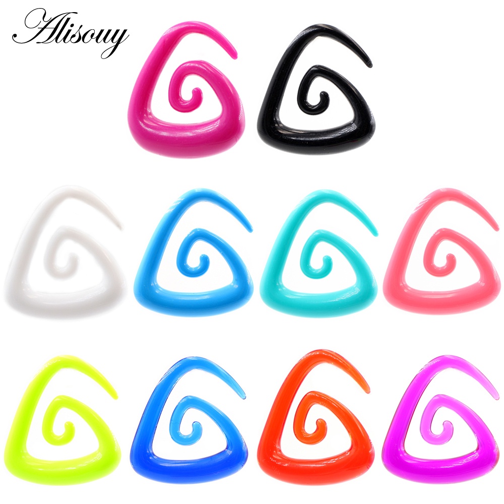 Alisouy 2pcs 1.6-10mm Irregul Triangle Acrylic Spiral Ear Tunnels Plugs ...