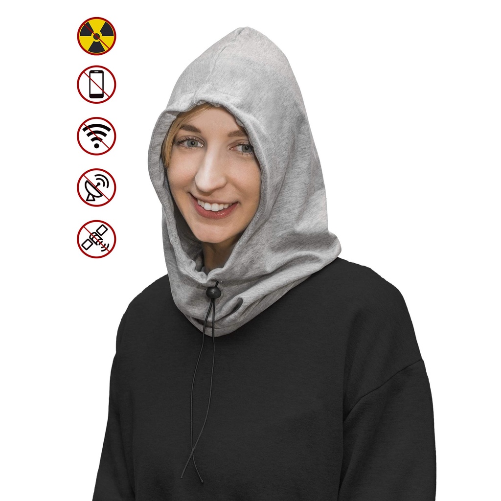 EMF Protection Faraday Hood Hat, RF Blocking Anti-Radiation Silver Fabric 99% EMF Reduction ...