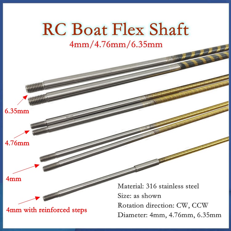 RC Boat Flexible Shaft 3.17mm(1/8) 4mm 4.76mm(3/16") 6.35mm(1/4 ...