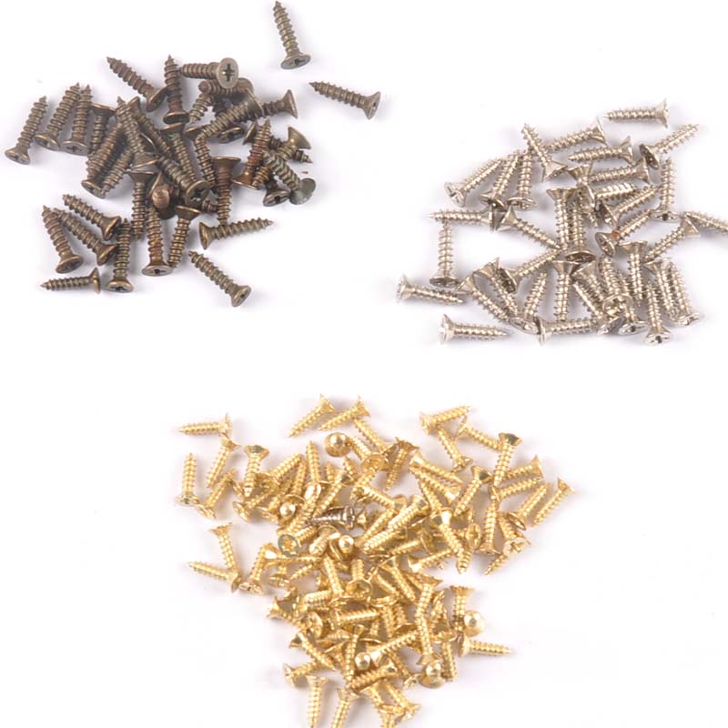 100Pcs Bronze/silver/golden Small Screws For Carpenter's Furniture Box ...