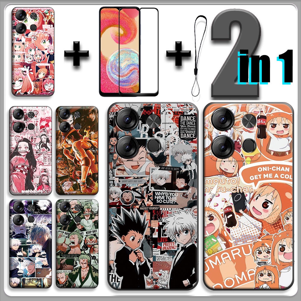 2 IN 1 For Tecno Spark Go 2023 Tecno BF7 Case with Tempered Glass ...