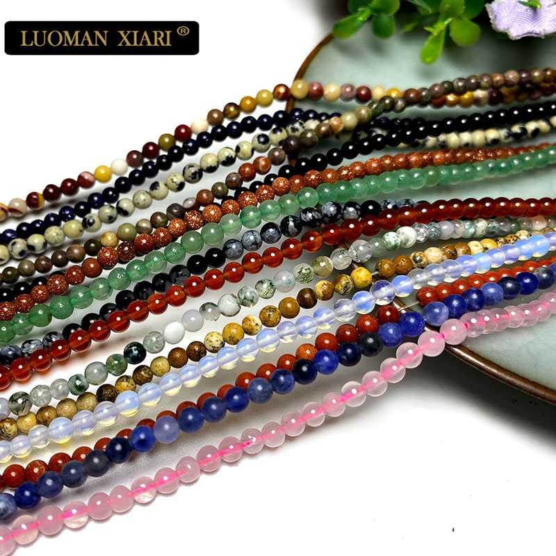 3mm Natural Stone Agate Labradorite Amethyst Tiger Eye Jasper Rose ...