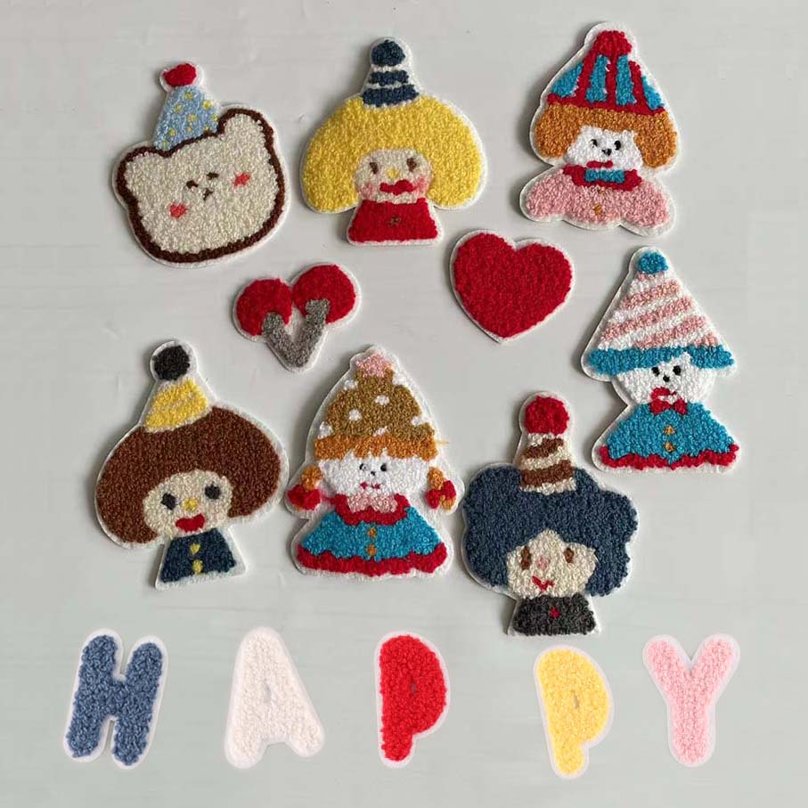HAPPY,Cute Boys,Cartoon Embroidery Applique Heat Transfer Stickers ...