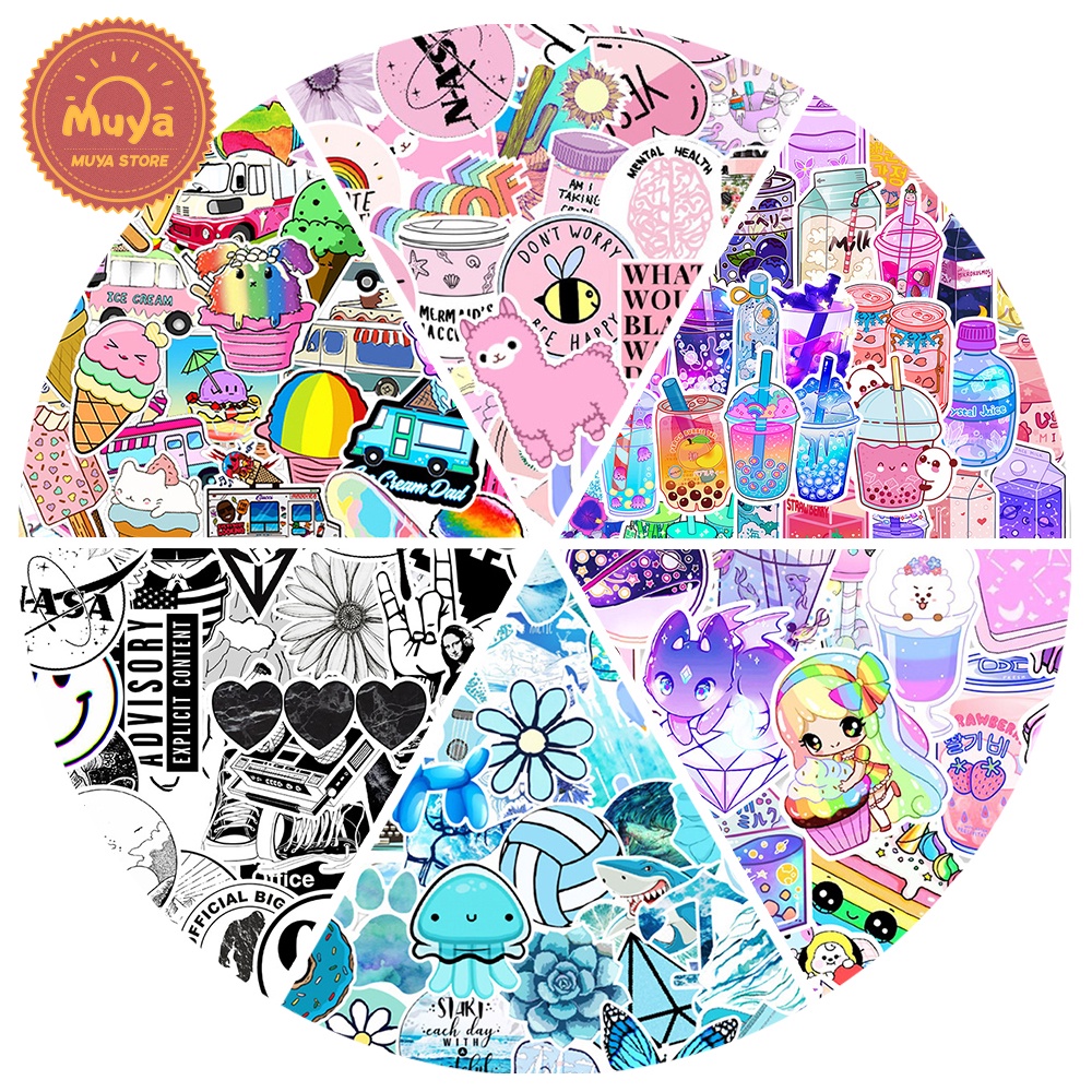 MUYA 50/100 Pcs Colorful Rainbow Stickers VSCO Stickers for Journal ...