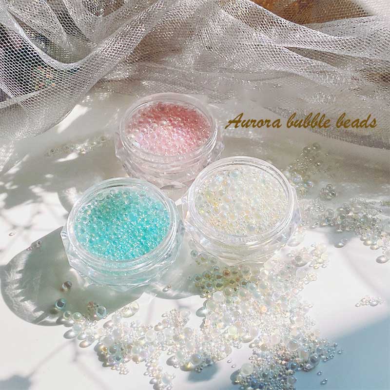 Nail Aurora Bubble Bead Mixed Color Round Transparent Crystal Ball ...