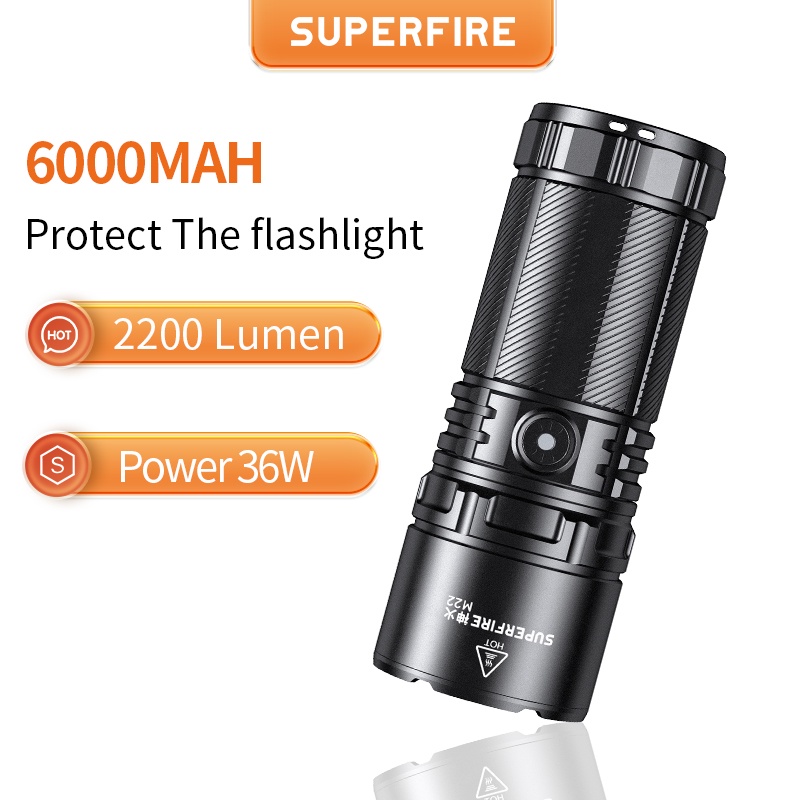SUPERFIRE M22 Long Range High-power Telescopic Zoom Flashlight Type-c ...