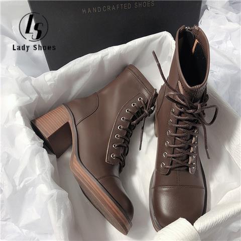 Long boots lace up Senyu Sea Lane Giant Leg Leather Thick Bottom ...