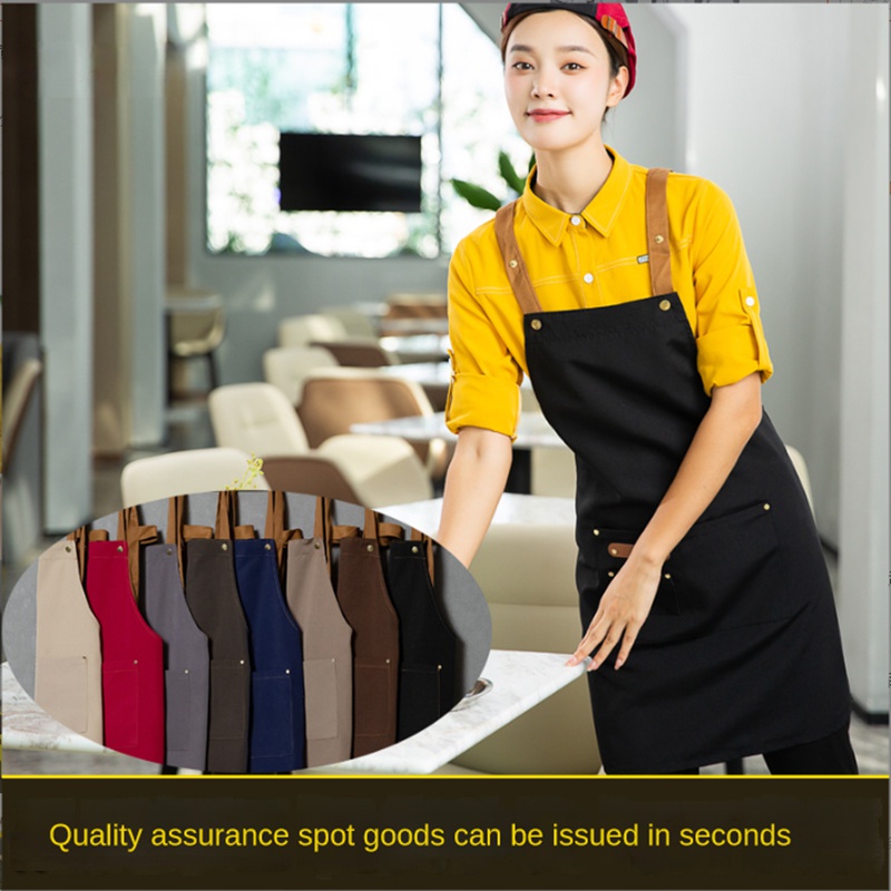 Ready Stock Waterproof apron can print logo fashion milk tea shop cafe ...