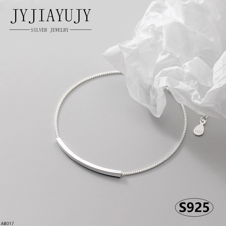 JYJIAYUJY 100% Sterling Silver S925 Bracelet Anklet 2*30MM Square Elbow Shape Korean Fashion ...