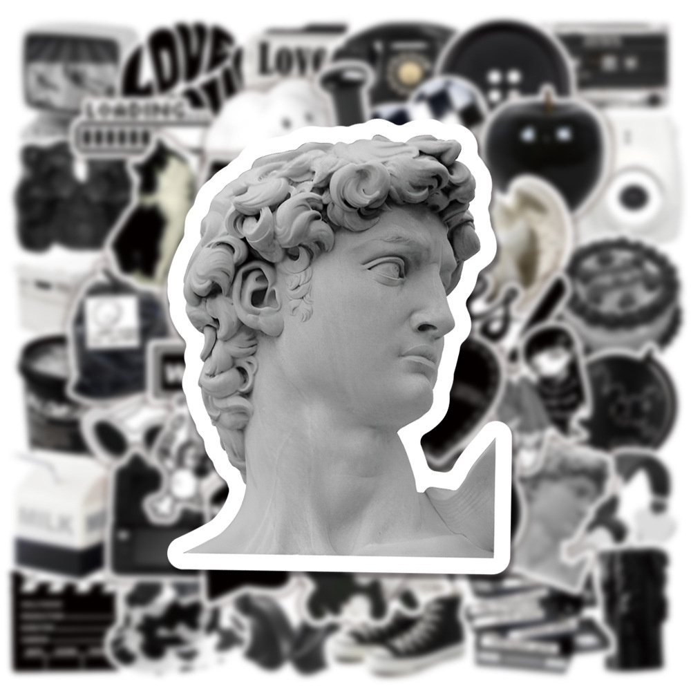 50 Black And White Ins Style Graffiti Waterproof Stickers For Notebook ...