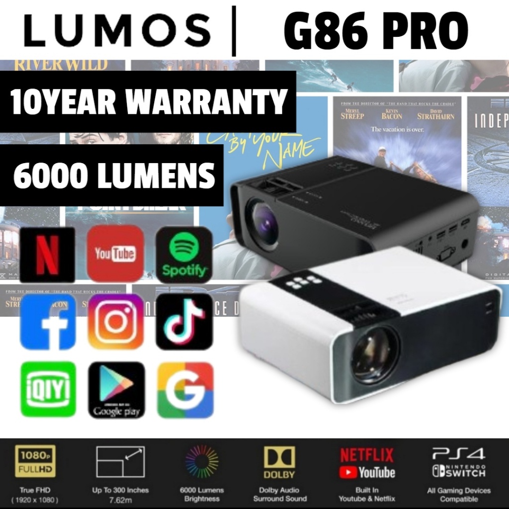 6000 lumens G86 Projector FULL HD 1080P Android Mini Projector WIFI LCD ...