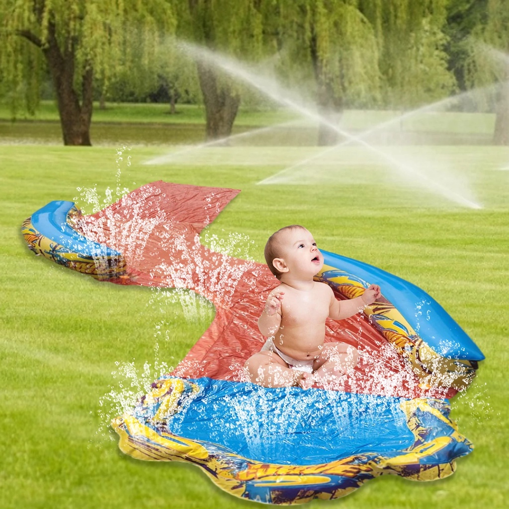 14 FT Lawn Water Slides Rainbow Slip Slide Play Center with Splash ...