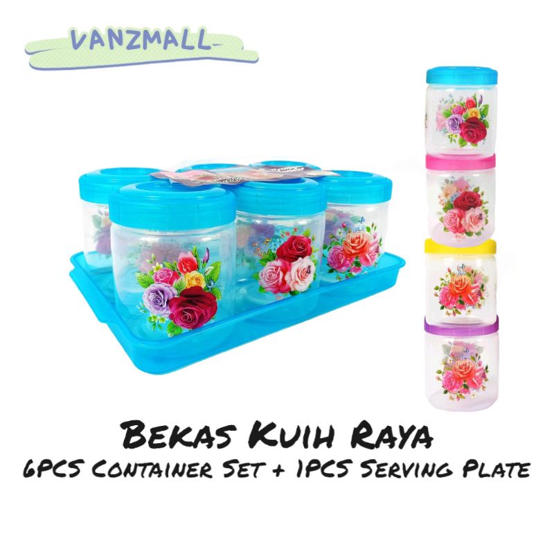 Vanz 6pcs Canister Set + 1pc Serving Plate, Cake & Biscuit Container ...
