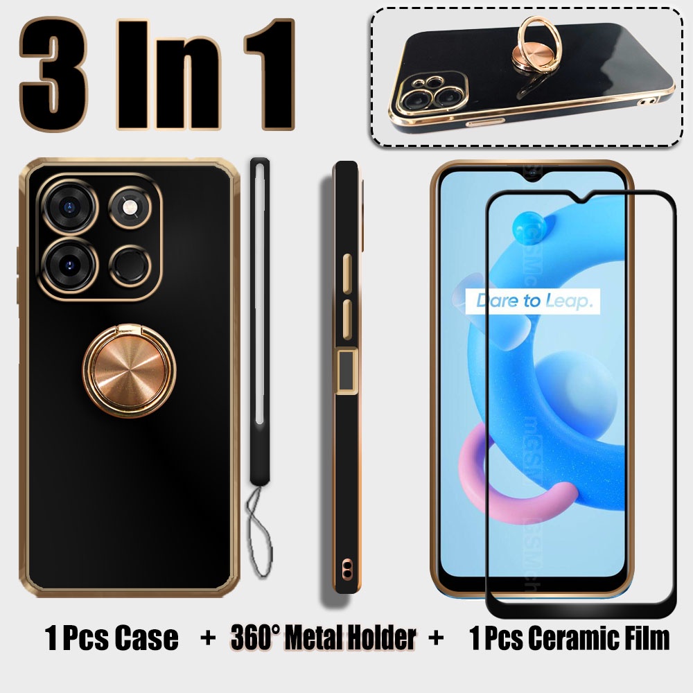 3 IN 1 For Infinix Smart 7 X6515 Soft Silicone Electroplated Case With ...