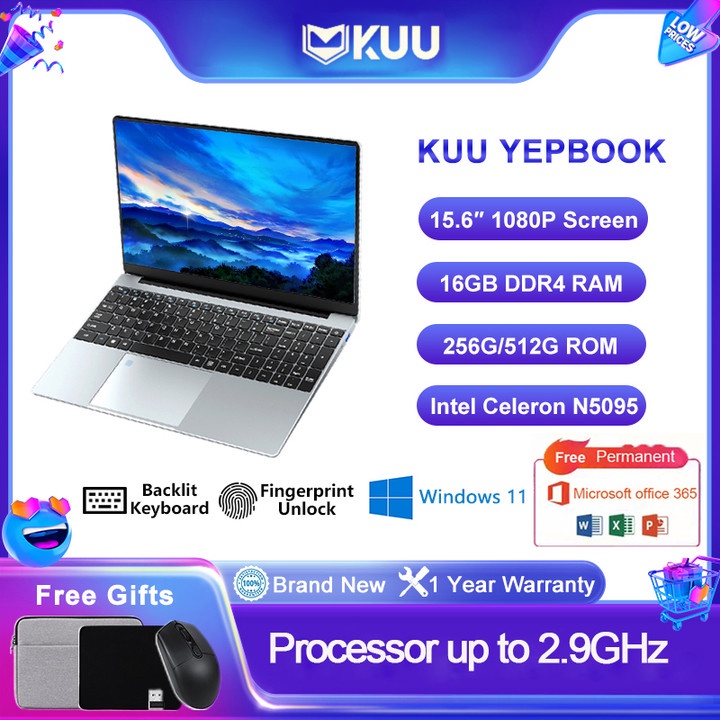 KUU Brand New Laptop 15.6 inch 1920*1080P 16GB RAM LPDDR4 512GB SSD ...