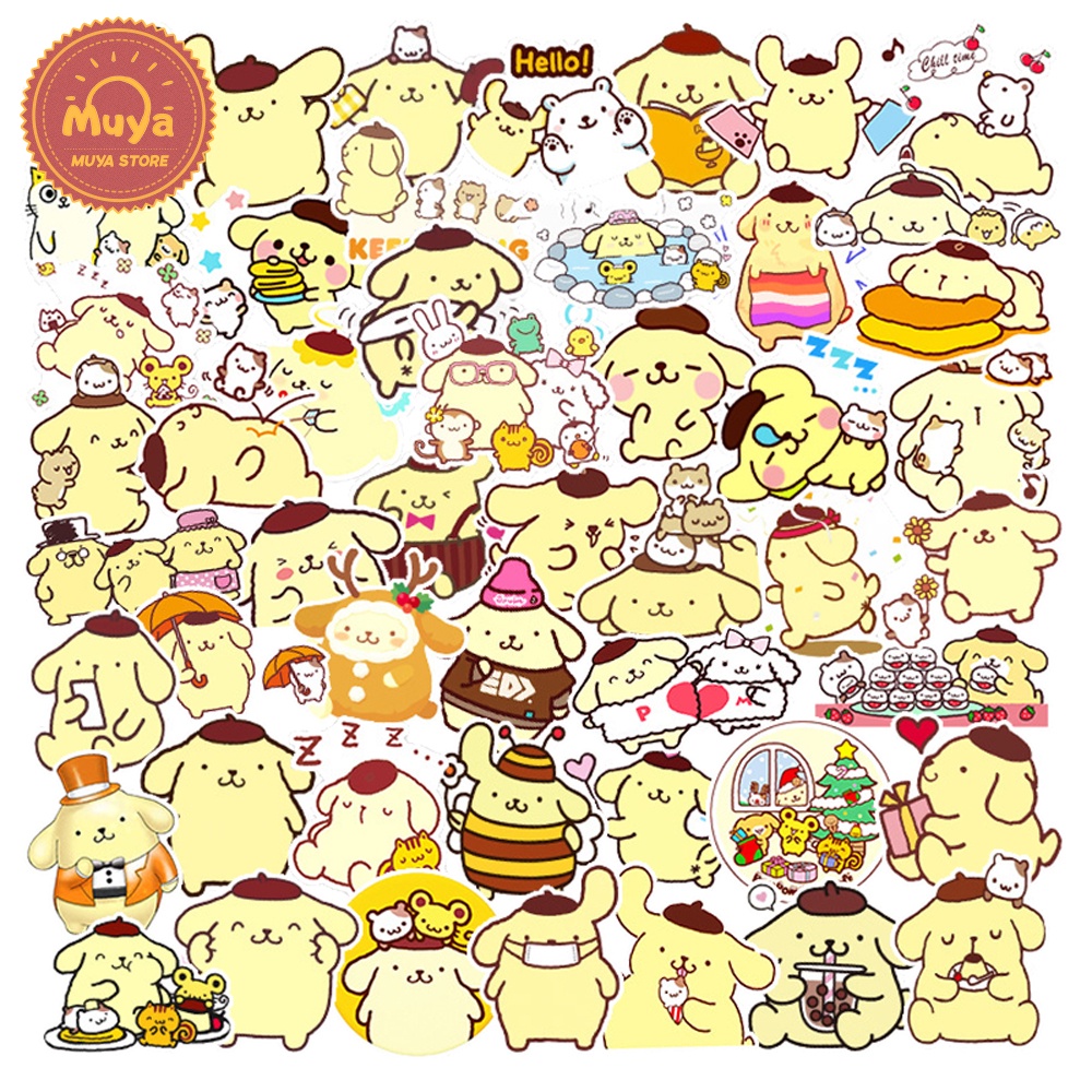 MUYA 50pcs Sanrio Pom Pom Purin Stickers Waterproof Cartoon Vinyl ...