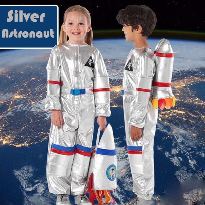 Silver Spaceman Jumpsuit Boys Girls Astronaut Costume for Kids ...