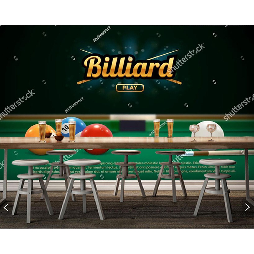 Custom billiard table front view ball sports theme background wall ...