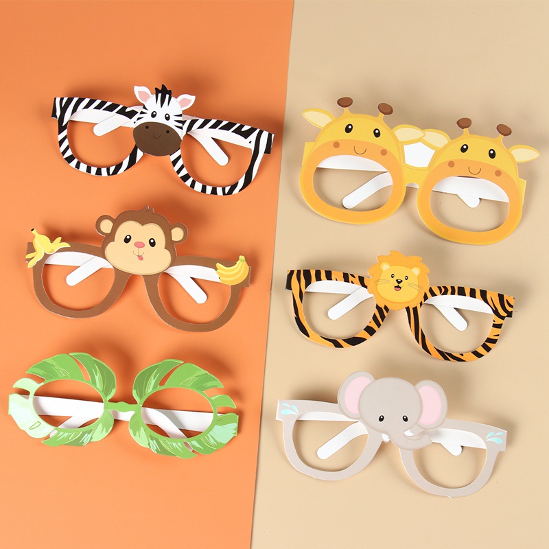6pcs/set Jungle Animal Party Paper Glasses Birthday Party Decorations ...