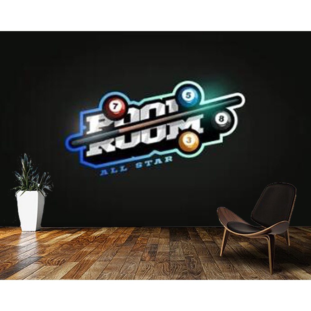 Custom billiard room mascot retro style background wall wallpaper mural ...