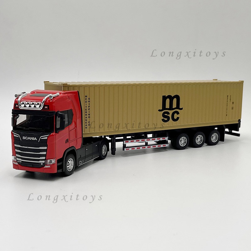 1:50 Diecast Truck Model Toy Scania S730 Tractor With Container Semi ...