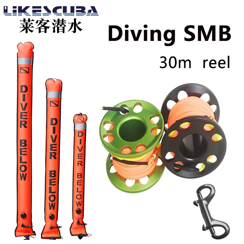Scuba Diving 1.5m Colorful Visibility Inflatable Smb Safety Sausage Dive Float Buoy Set Aluminum ...