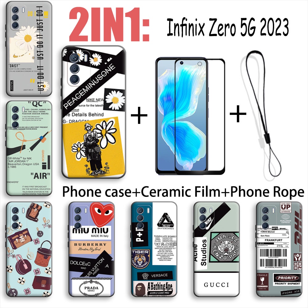2 IN 1 Infinix Zero 5G 2023 Case with Tempered Glass Ceramic Film ...