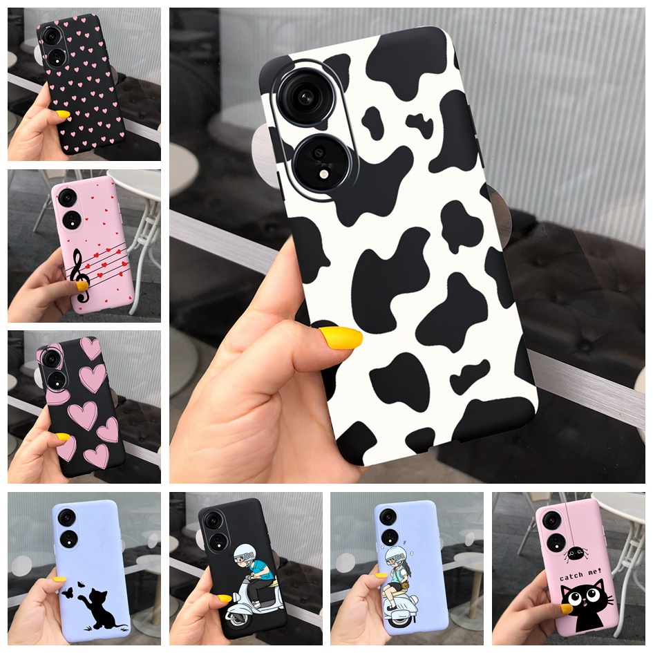 OPPO Reno 8T 4G 5G Case 2023 Case Cute Milk Cow Love Heart Cat Cartoon ...