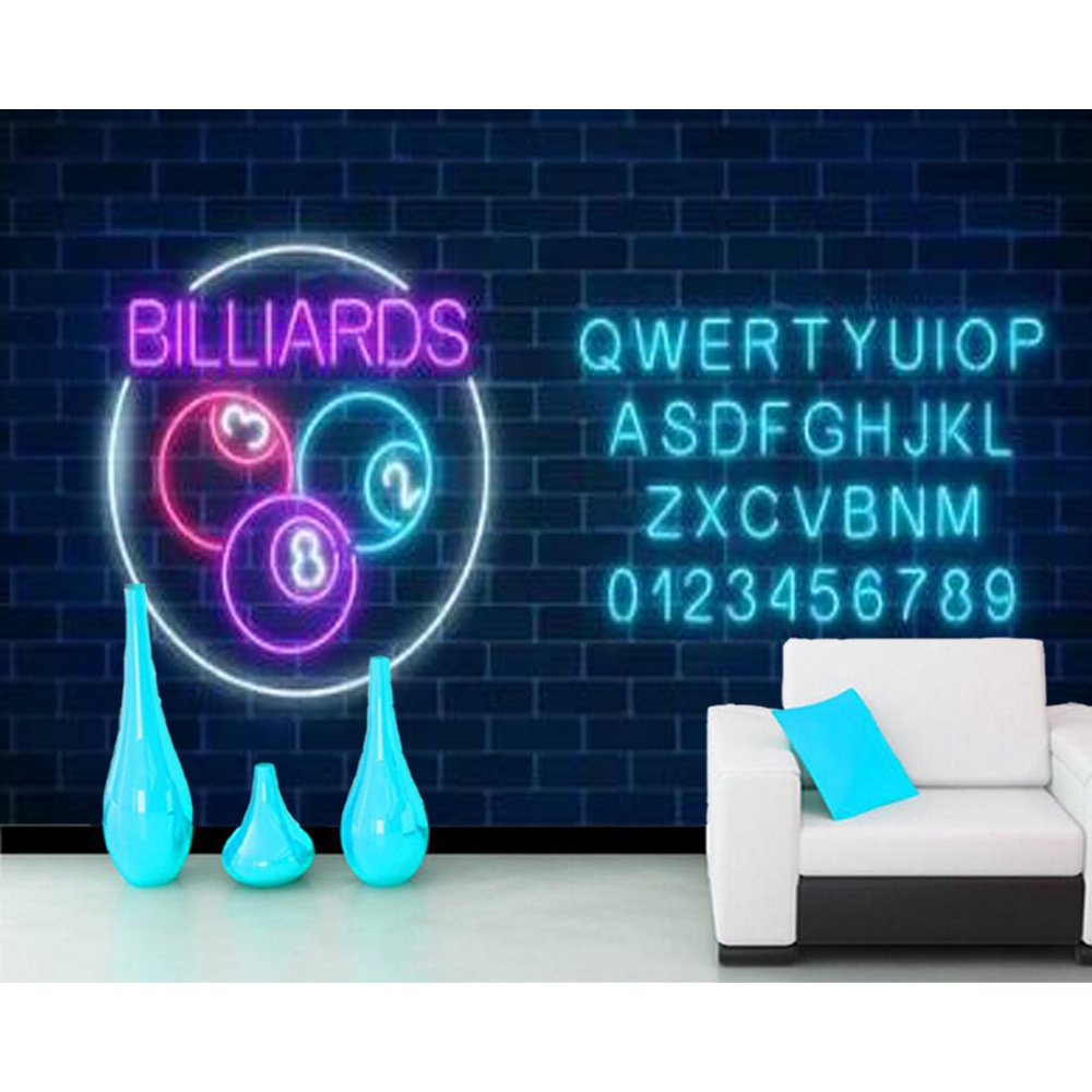 Custom fluorescent billiard background wall wallpaper mural billiards ...