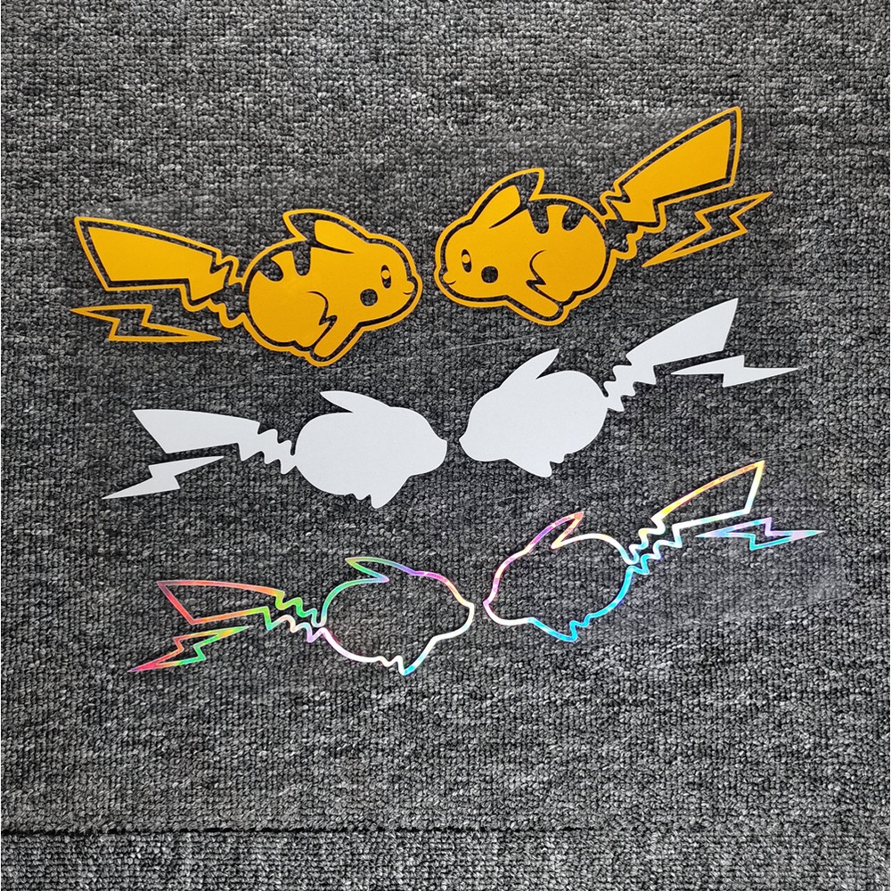 2PCS Car Stickers Pokémon Pikachu Anime Cute Reflective Decoration For ...